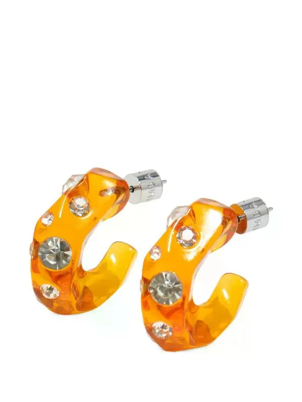 Bimba Y Lola Amber Resin And Crystals Hoop Earrings