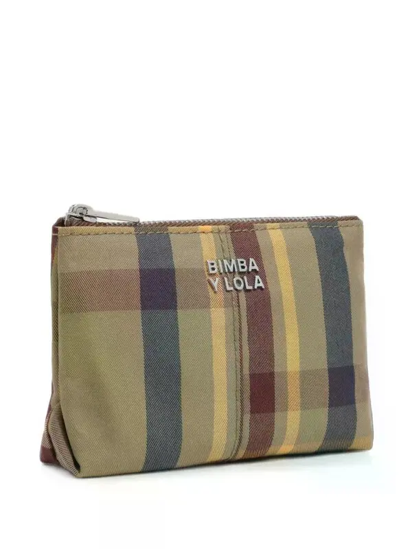 Bimba Y Lola Khaki And Garnet Tartan Jacquard Coin Purse - Neutrals