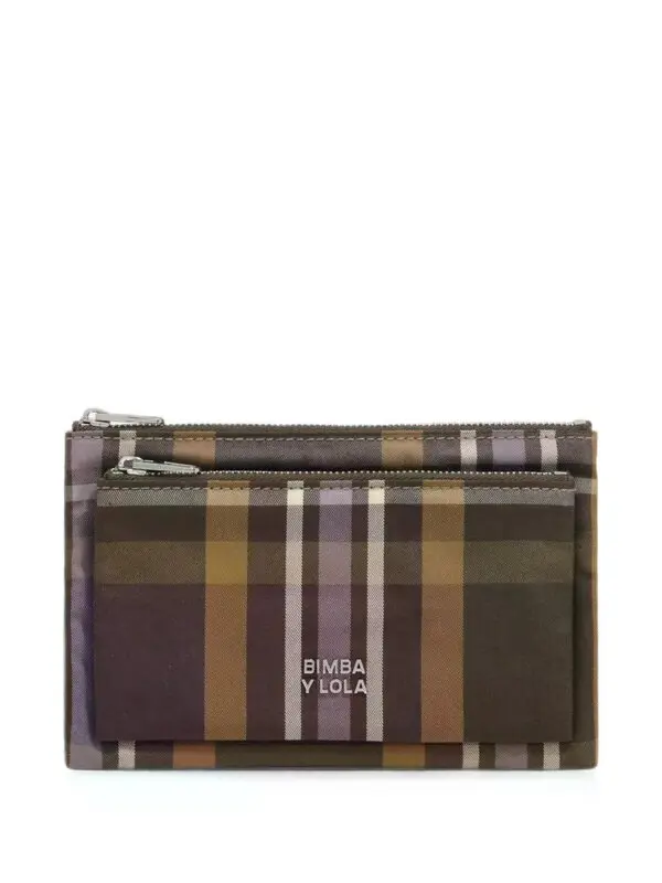 Bimba Y Lola Hunter Green Tartan Jacquard Pocket Purse