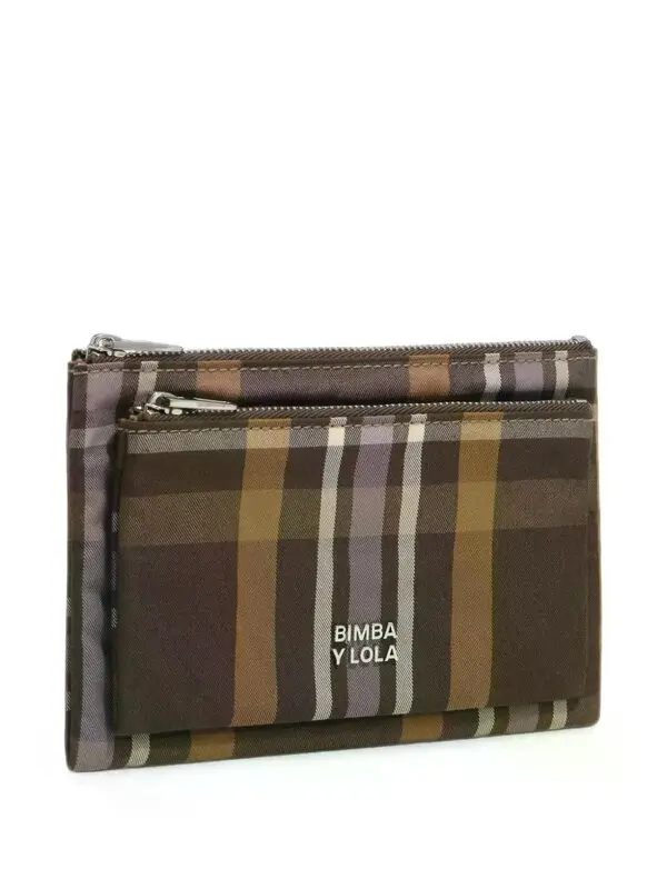 Bimba Y Lola Hunter Green Tartan Jacquard Pocket Purse