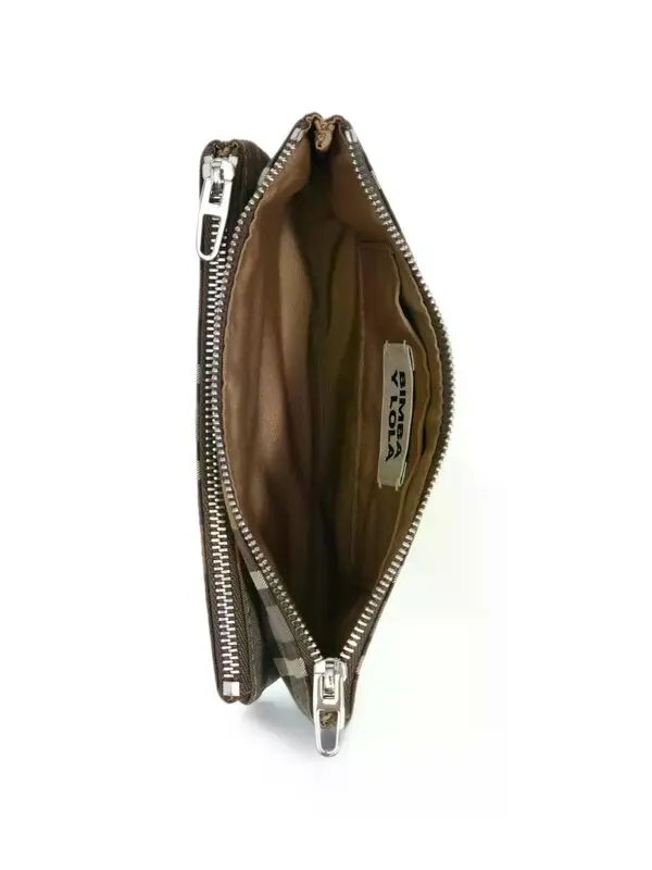 Bimba Y Lola Hunter Green Tartan Jacquard Pocket Purse