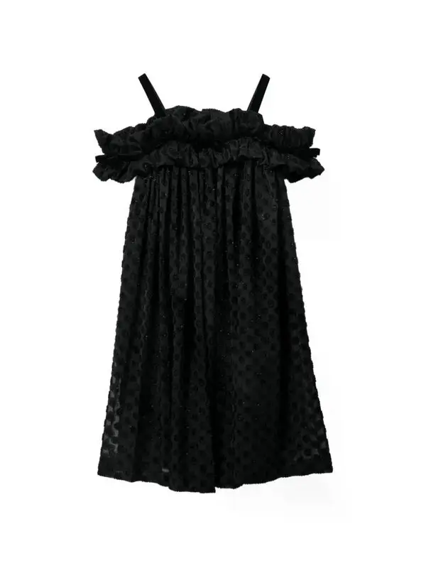 Noir Kei Ninomiya Ruffled Polka-dot Midi Dress