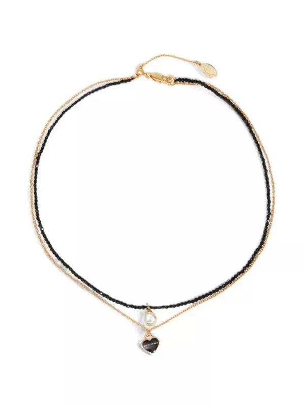 Bimba Y Lola Triple Heart Logo Necklace In Black