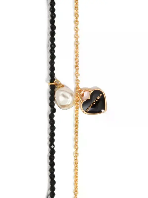 Bimba Y Lola Triple Heart Logo Necklace In Black