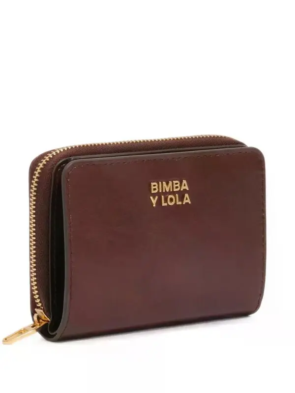 Bimba Y Lola Dark Tan Leather Lapel Wallet