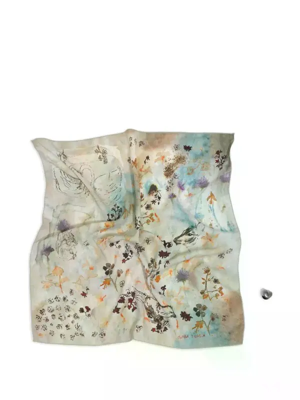 Bimba Y Lola Floral Scarf Charm Watercolor Background