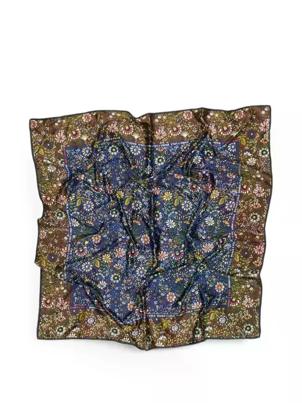 Bimba Y Lola Navy Floral Scarf With Frame And Logos
