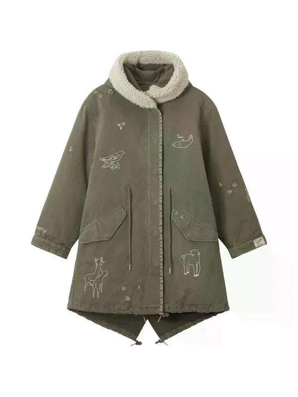 Sea Embroidered Shearling-trim Jacket