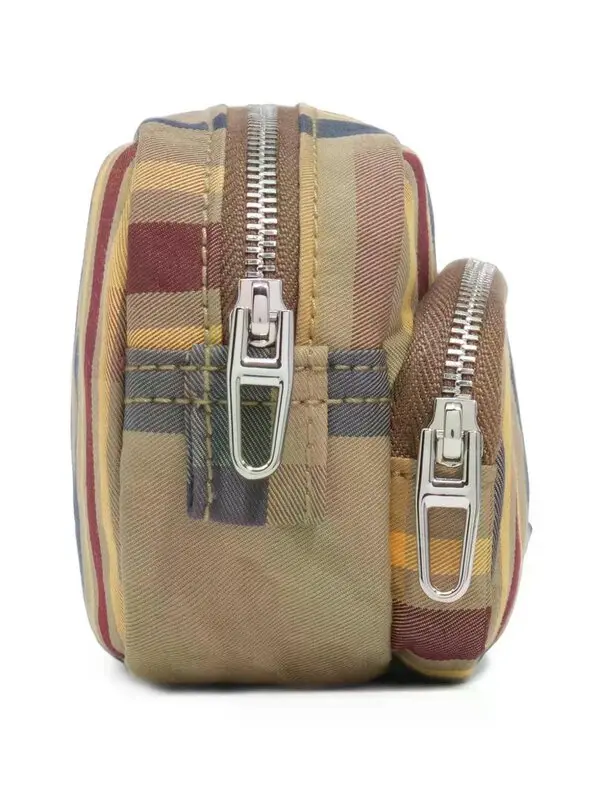 Bimba Y Lola Khaki And Garnet Tartan Jacquard Pocket Case