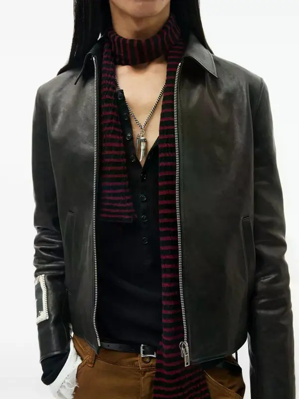 ANN DEMEULEMEESTER Osa Striped Crepe-knit Scarf