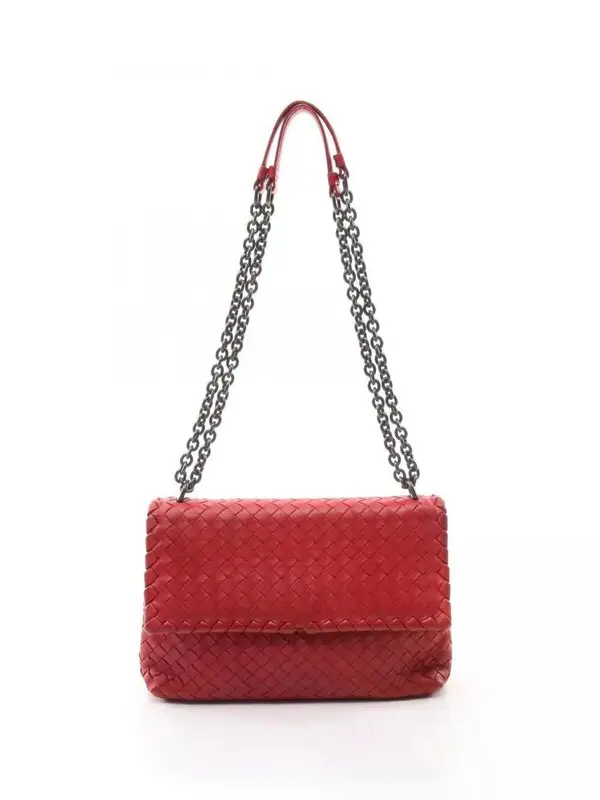 Bottega Veneta 2000s Small Olympia Chain Shoulder Bag - Red