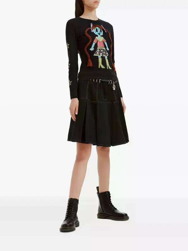 CHOPOVA LOWENA Blue Emma Beaded Long-sleeve T-shirt