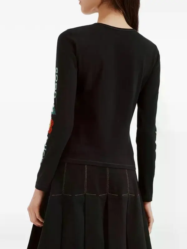 CHOPOVA LOWENA Blue Emma Beaded Long-sleeve T-shirt