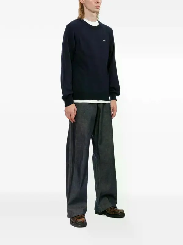 A.p.c. Logo-embroidered Raglan-sleeve Jumper - Blue