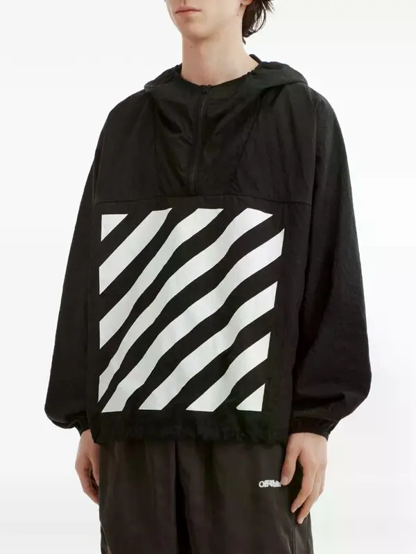 Off-White Diagonals-motif Hooded Windbreaker Jacket
