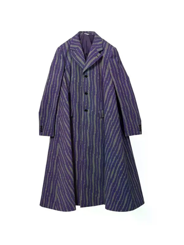 Comme Des Garçons Striped Single-breasted Coat - Purple