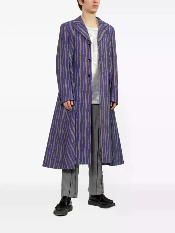 Comme Des Garçons Striped Single-breasted Coat