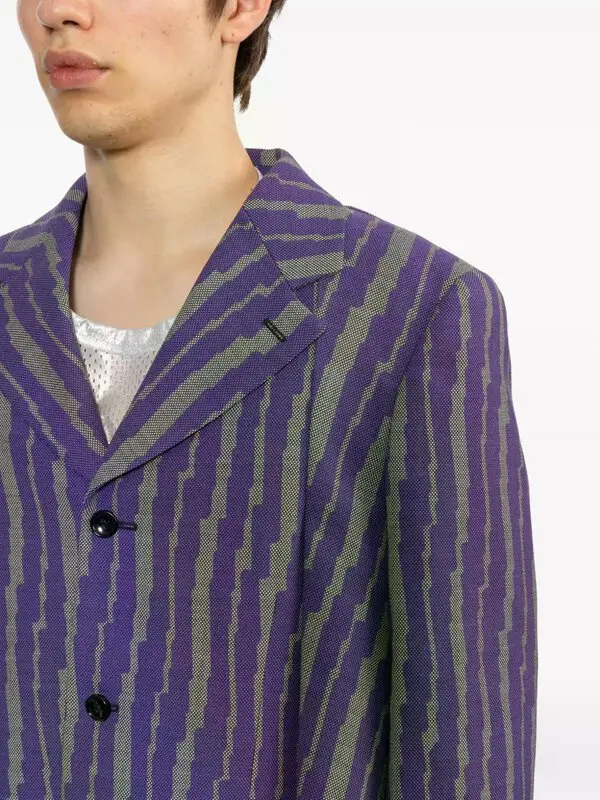 Comme Des Garçons Striped Single-breasted Coat