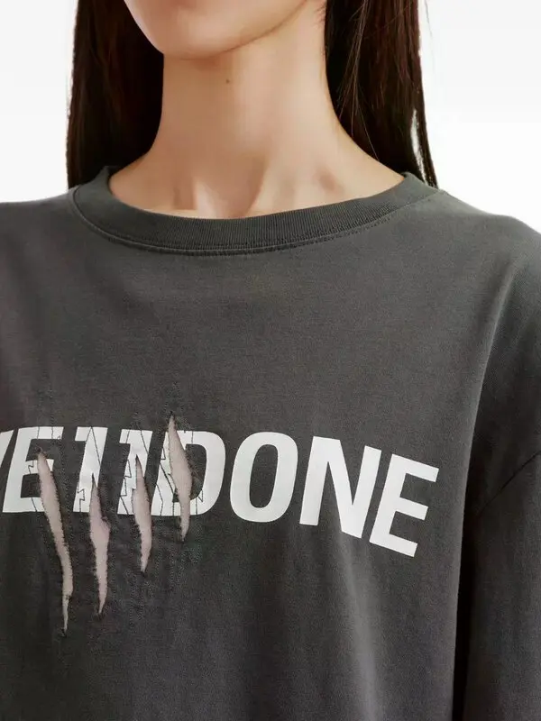 We11Done Logo-print Distressed T-shirt