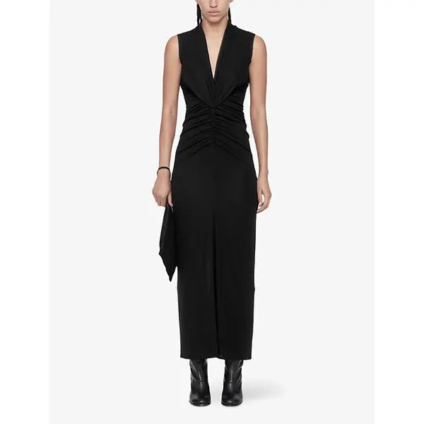 ALLSAINTS Dariya V-neck Wool-blend Maxi Dress