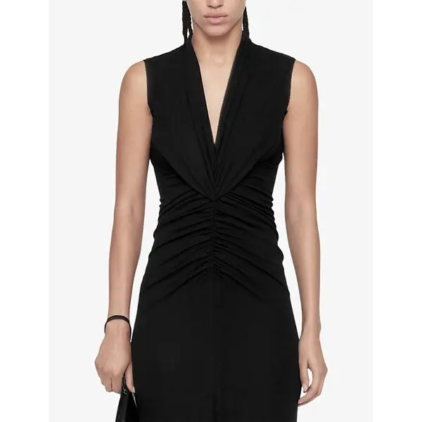ALLSAINTS Dariya V-neck Wool-blend Maxi Dress