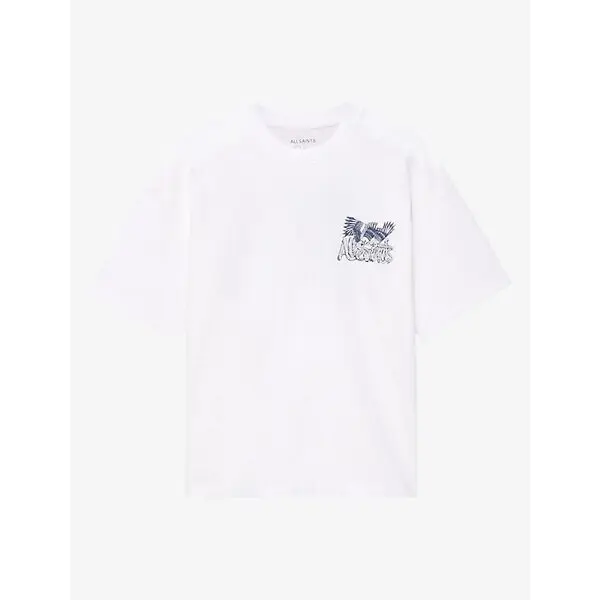 ALLSAINTS Battles Graphic-print Oversized Cotton T-shirt - Optic White