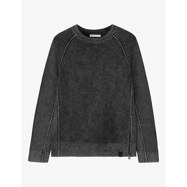 ALLSAINTS Kit Crewneck Regular-fit Cotton Jumper - Washed Black