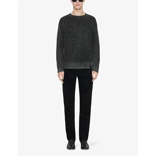 ALLSAINTS Kit Crewneck Regular-fit Cotton Jumper - Washed Black