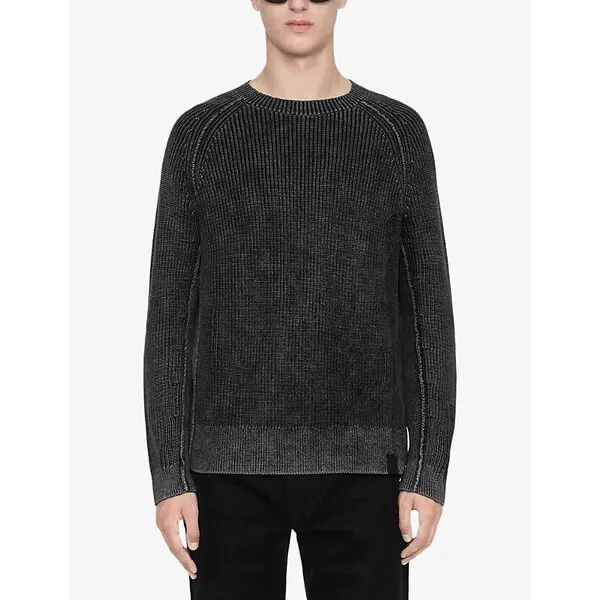 ALLSAINTS Kit Crewneck Regular-fit Cotton Jumper - Washed Black