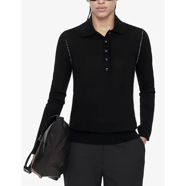 ALLSAINTS Martel Long-sleeve Wool Polo - Black