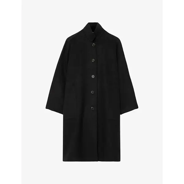 ALLSAINTS Effie Funnel-neck Wool-blend Coat - Black
