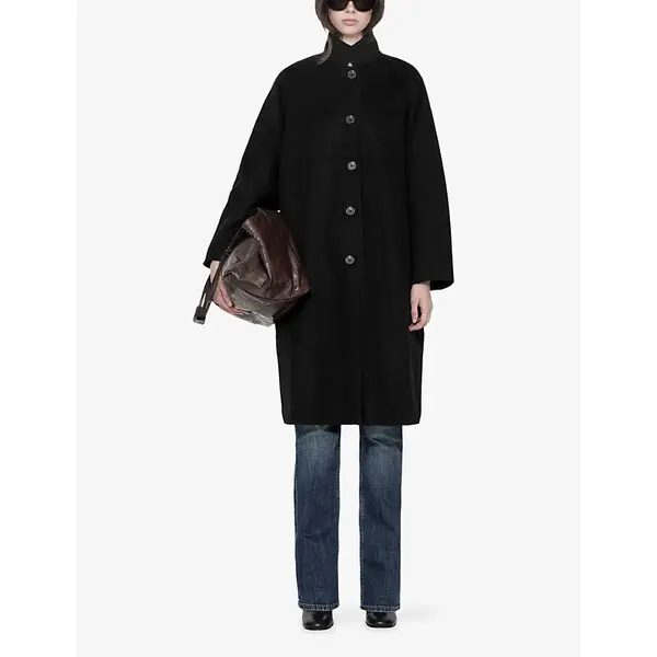 ALLSAINTS Effie Funnel-neck Wool-blend Coat - Black