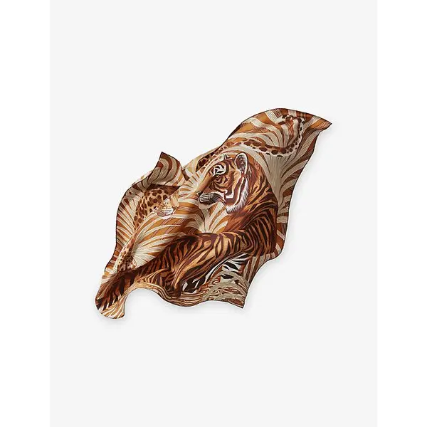 Cartier Panthère And Tiger Printed Silk Scarf