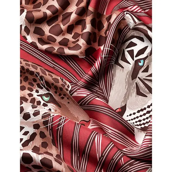 Cartier Panthère And Tiger Printed Silk Scarf