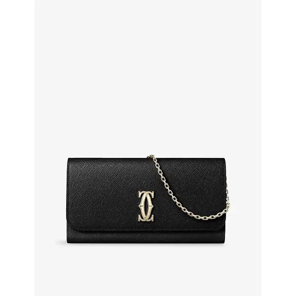 Cartier C De Leather Wallet-on-chain - Black