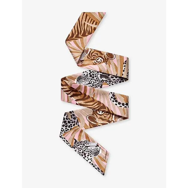 Cartier Panthère And Tiger Silk Bandeau Scarf - Pink