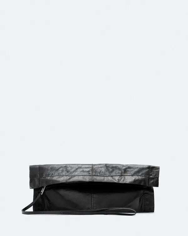 ALLSAINTS Lutece Fold Leather Clutch - Black