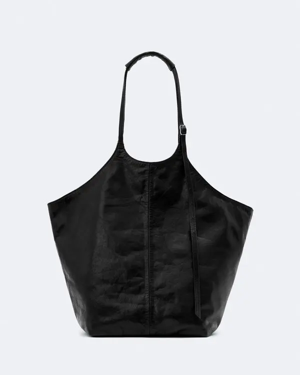 ALLSAINTS Siloh Leather Magazine Tote Bag - Black