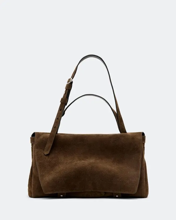 ALLSAINTS Joan Medium Suede Satchel - Green