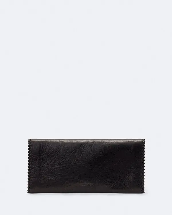 ALLSAINTS Siloh Pinked-edge Leather Continental Wallet - Black