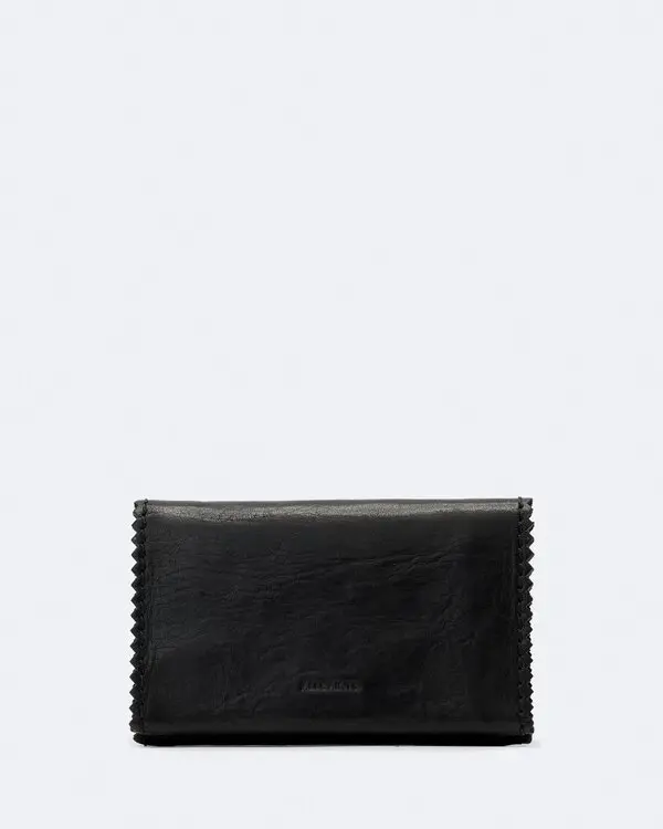 ALLSAINTS Siloh Pinked-edge Leather Wallet - Black