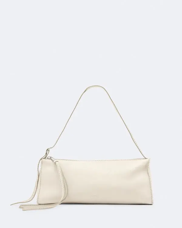 ALLSAINTS Siloh Pinked-edge Leather Shoulder Bag - White