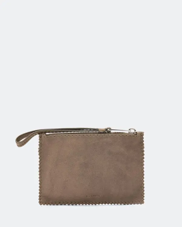 ALLSAINTS Siloh Pinked-edge Small Leather Pouch - Grey