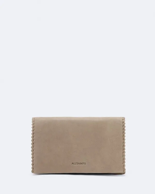 ALLSAINTS Siloh Pinked-edge Leather Bi-fold Wallet - Grey