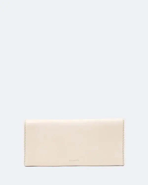 ALLSAINTS Siloh Pinked-edge Leather Continental Wallet - White
