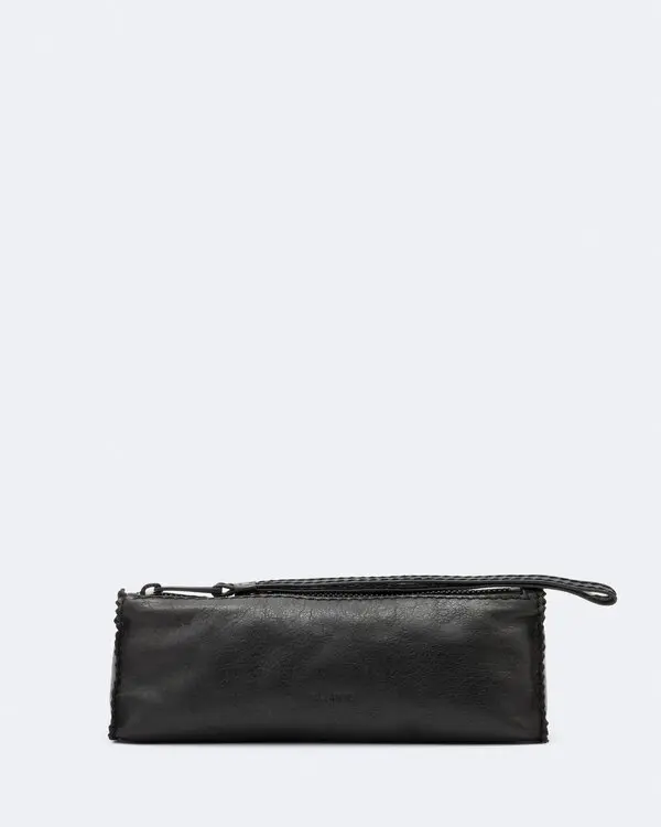 ALLSAINTS Siloh Pinked-edge Leather Pencil Case - Black