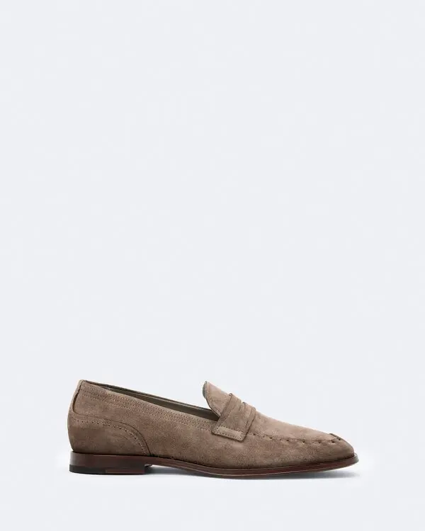 ALLSAINTS Jules Hand-stitched Suede Loafers - Brown
