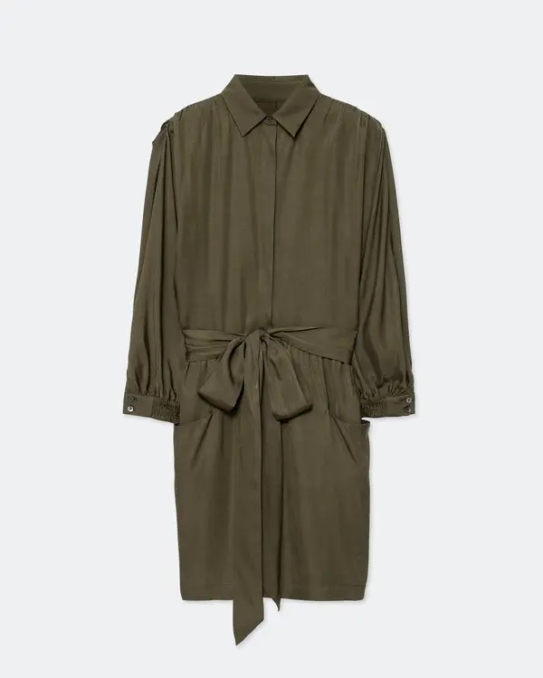 ALLSAINTS Noora Silk-viscose Mini Dress - Washed Khaki