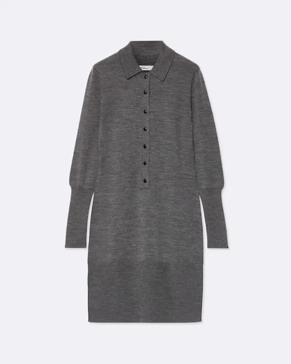 ALLSAINTS Coyte Merino Wool Polo Dress - Grey