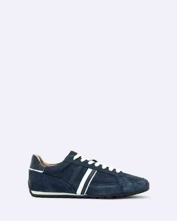ALLSAINTS Liam Leather And Suede Low-top Sneakers - Blue